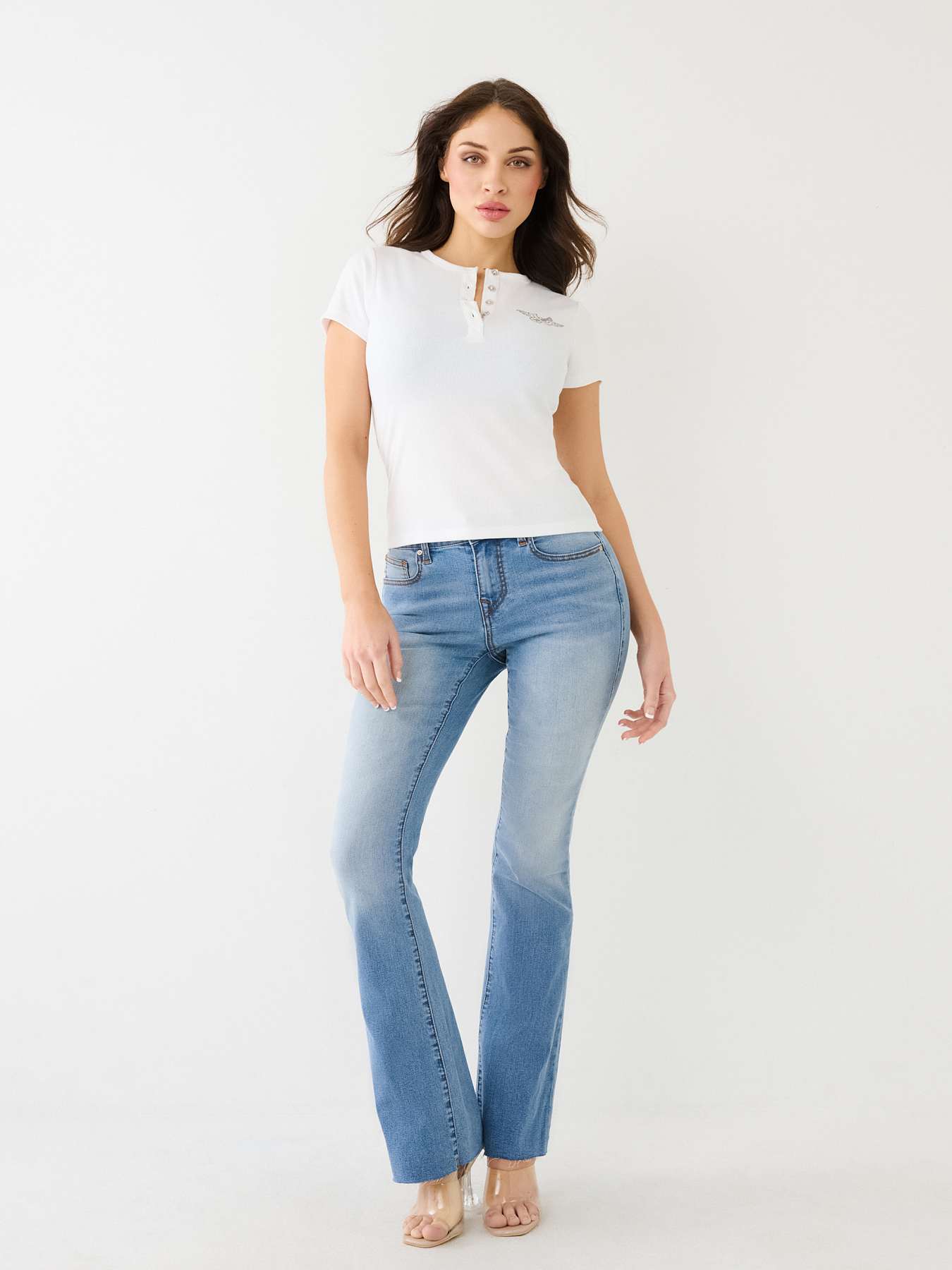CRYSTAL HORSESHOE WING RIB HENLEY TOP | True Religion