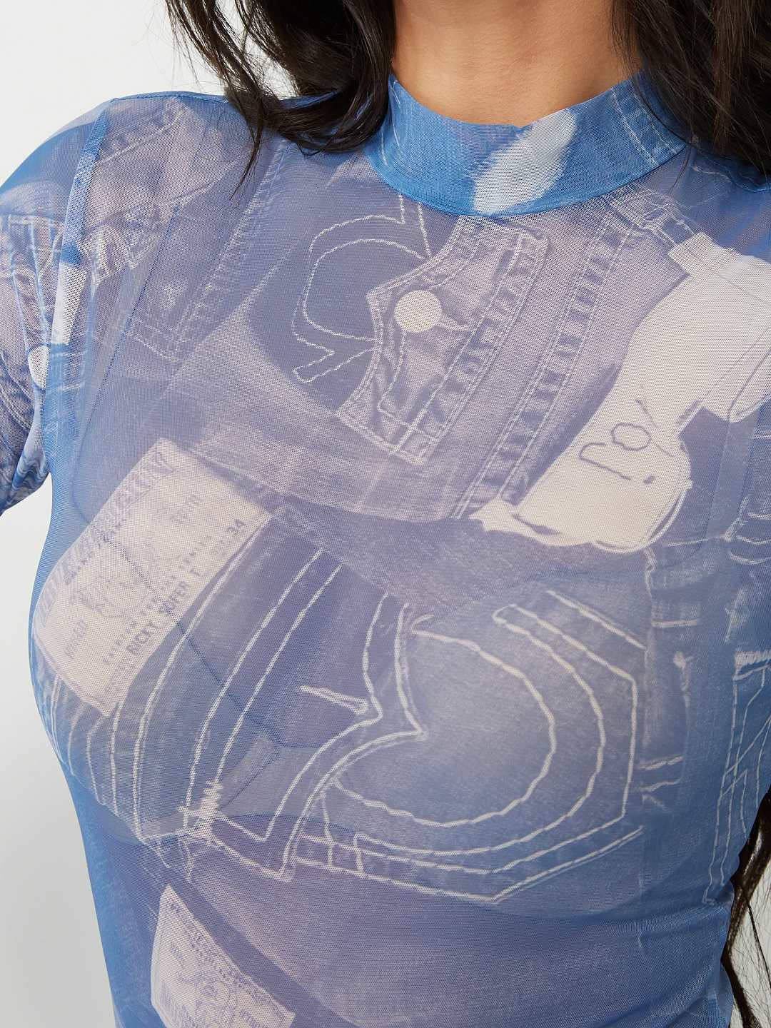 JEAN GRAPHIC PRINT MESH BODYSUIT - Denim AOP | True Religion