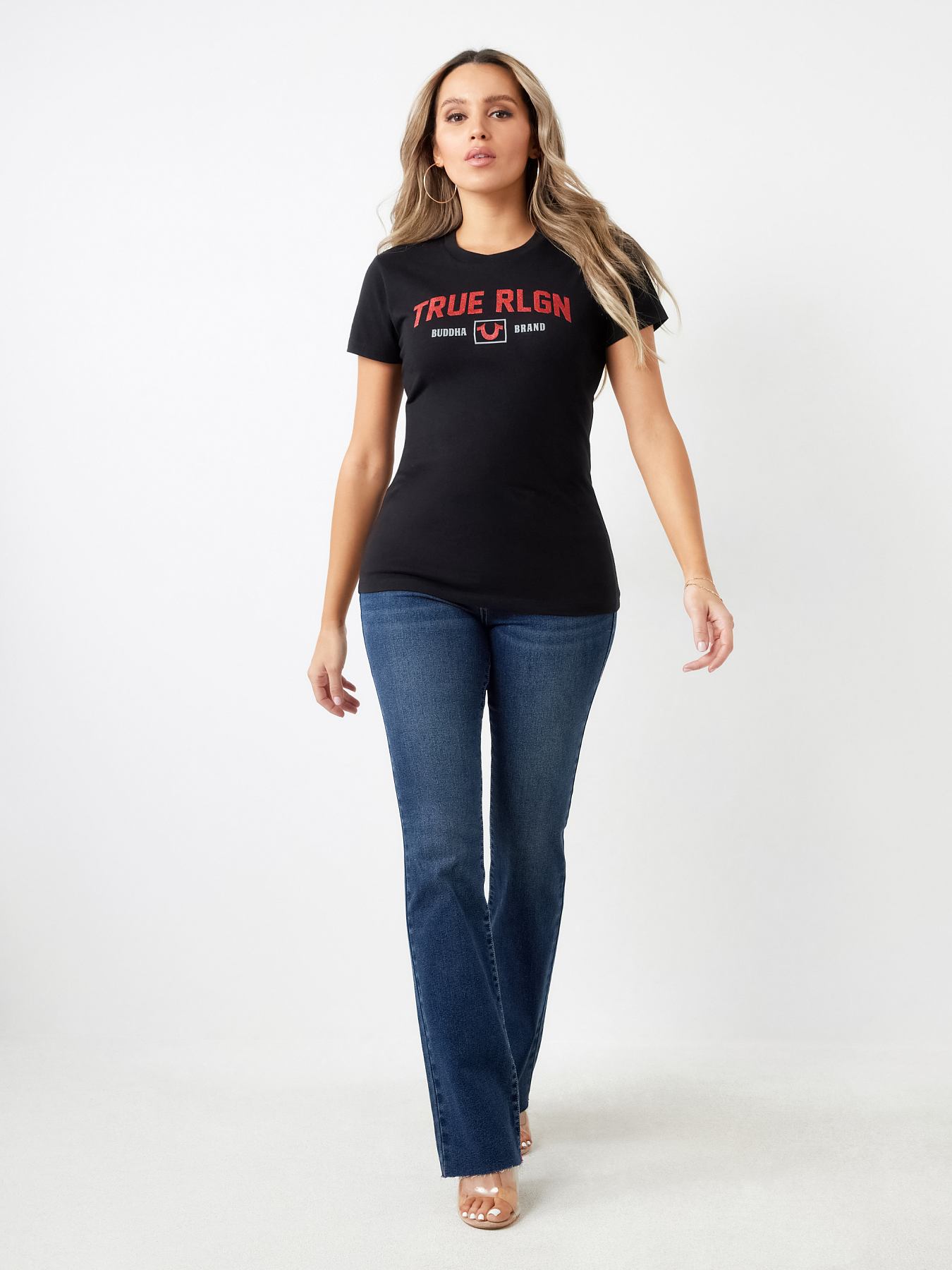 GLITTER TRUE RLGN BUDDHA LOGO TEE