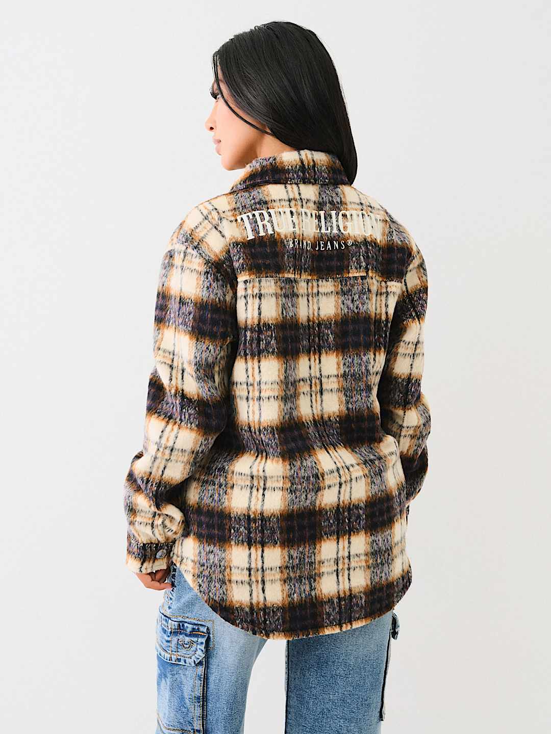 EMBROIDERED LOGO FLANNEL SHACKET | True Religion