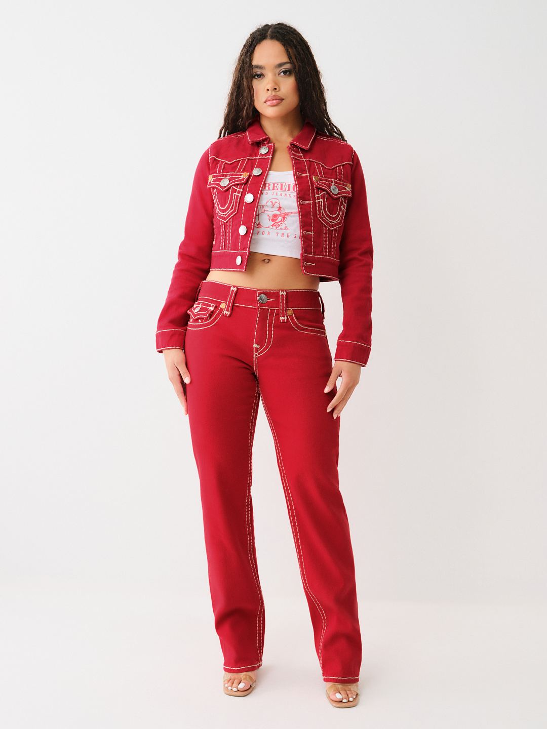 JIMMY SUPER T CROP JACKET - RED LENOX AVE WASH | True Religion