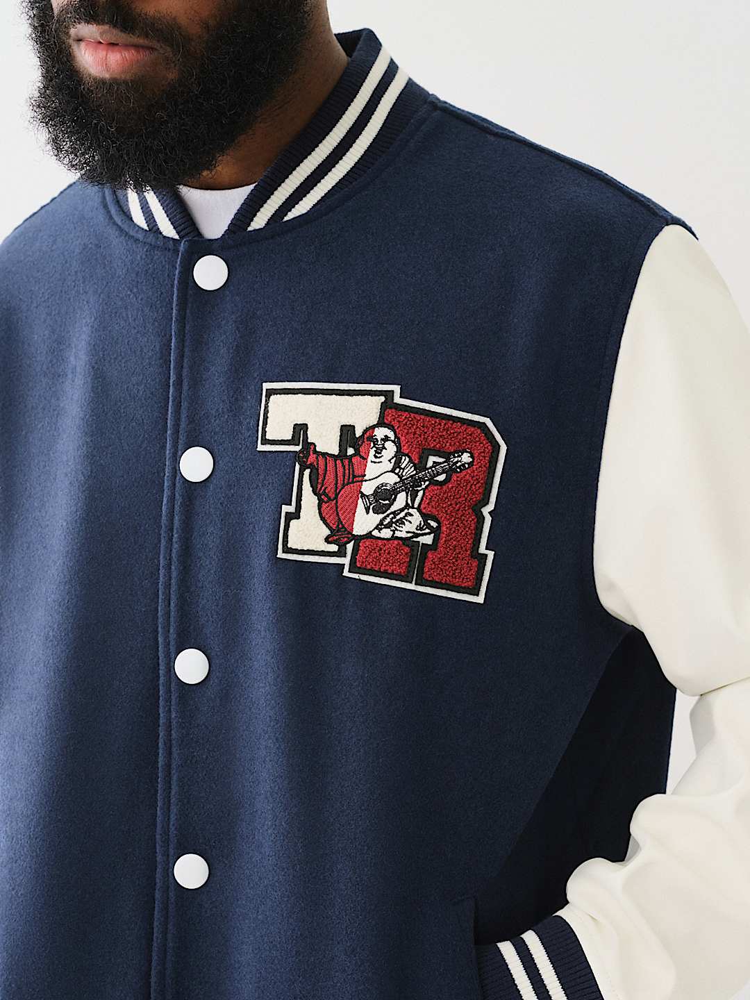 HORSESHOE PATCH VARSITY JACKET - Navy/Sapphire | True Religion