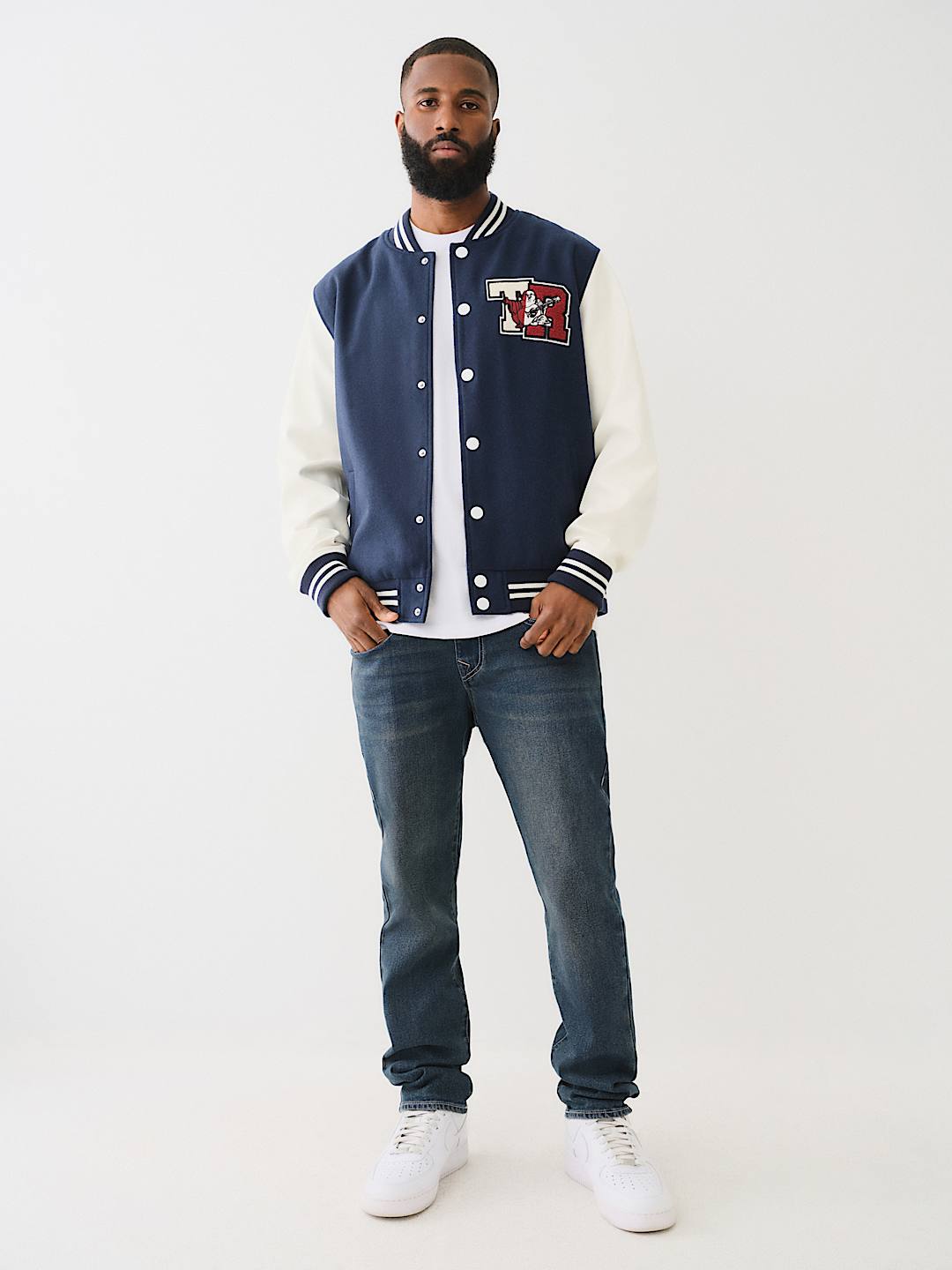 HORSESHOE PATCH VARSITY JACKET - Navy/Sapphire | True Religion