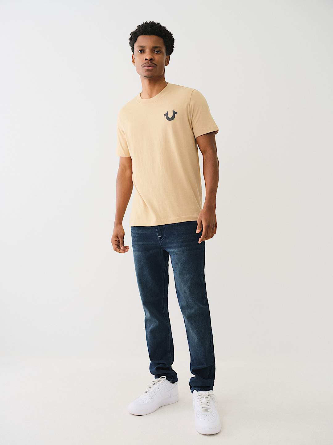 DISTRESSED PUFF PRINT LOGO TEE - Scuffed Beige | True Religion